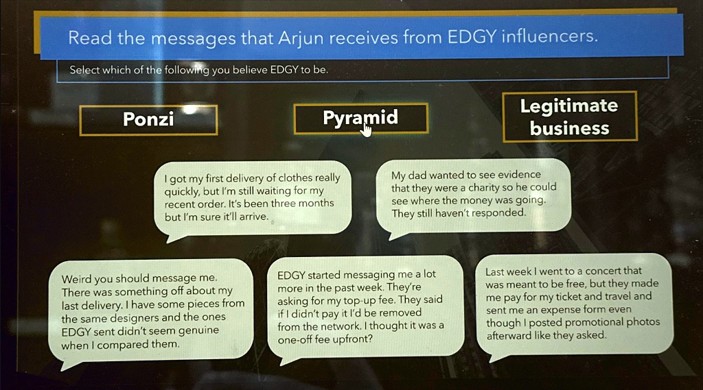 read the messages that arjun receives from edgy influencers select ...