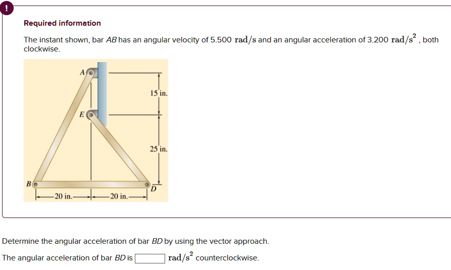 Required Information The Instant Shown Bar Ab Has An Angular Velocity