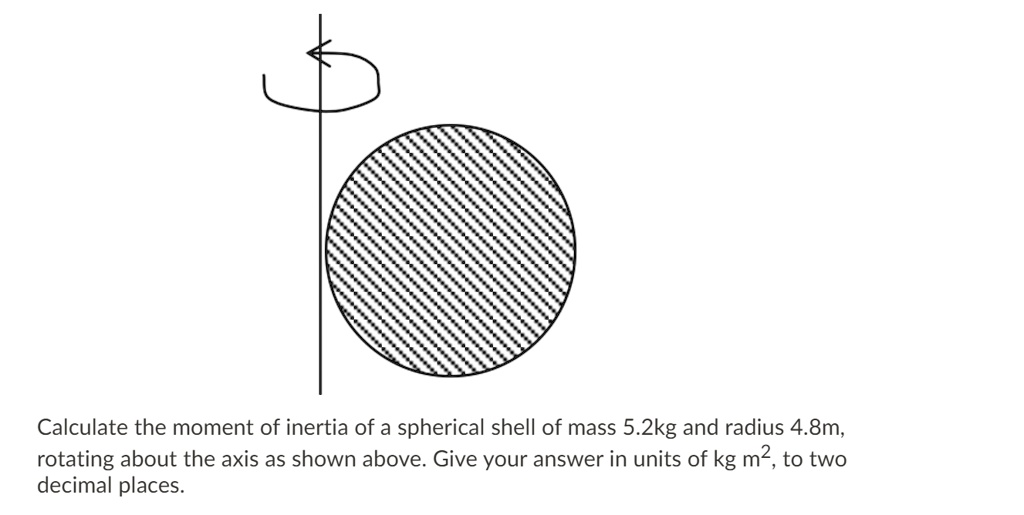 SOLVED:Calculate the moment of inertia of a spherical shell of mass 5 ...