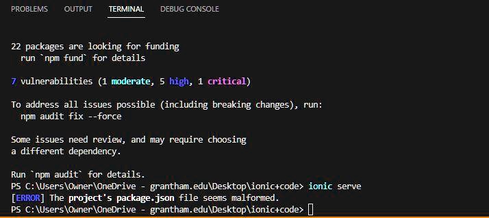 Solved Im Trying To Run My Code And When I Added The Folder Into Vs Code I Typed In Ionic