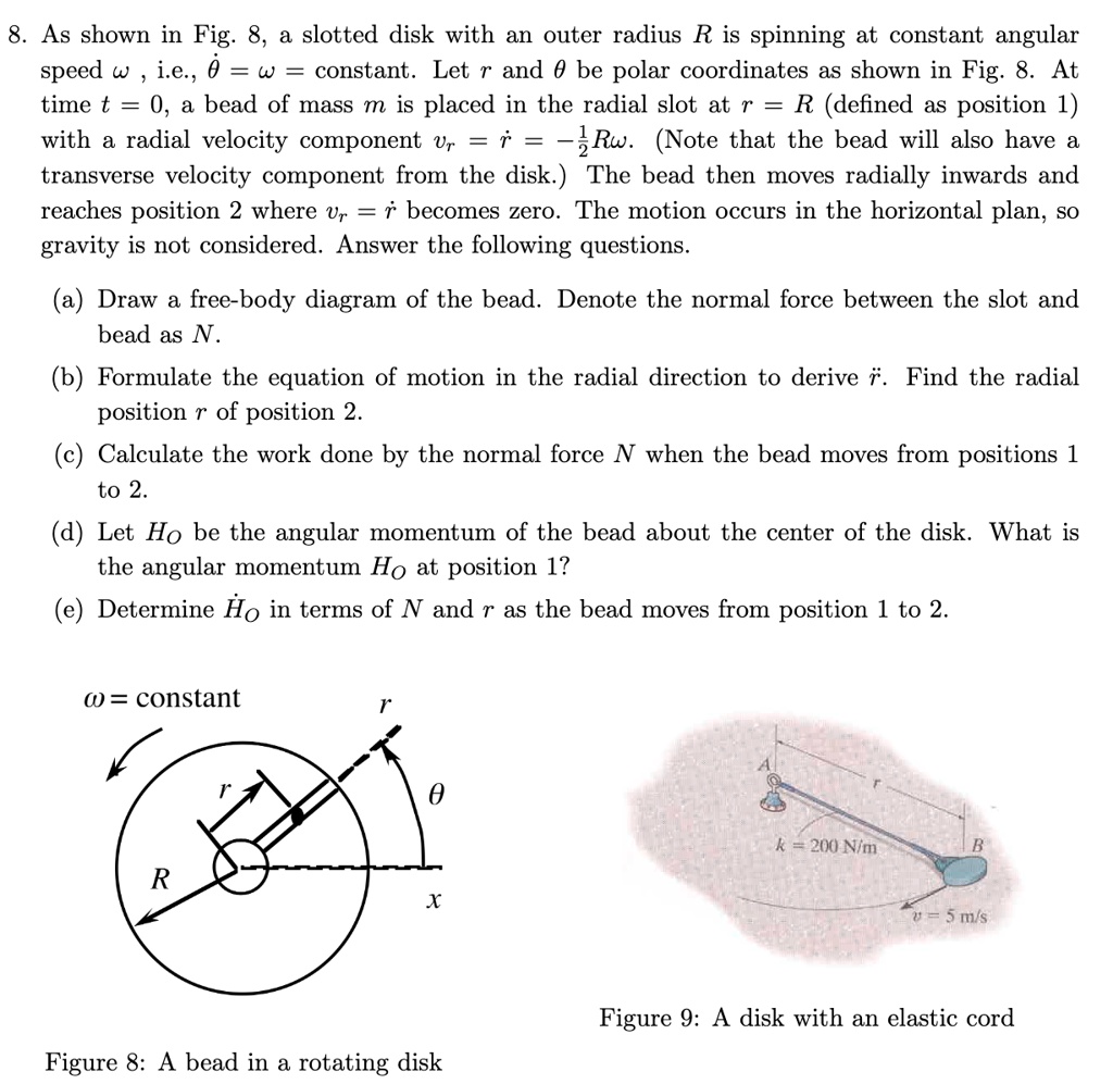 8 as shown in fig 8 a slotted disk with an outer radius r is spinning at constant angular speed ...
