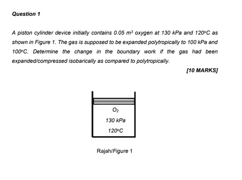 SOLVED: Question 1 A piston cylinder device initially contains 0.05 m ...