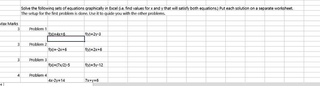 SOLVED: Solve the following sets of equations graphically in Excel (i.e ...