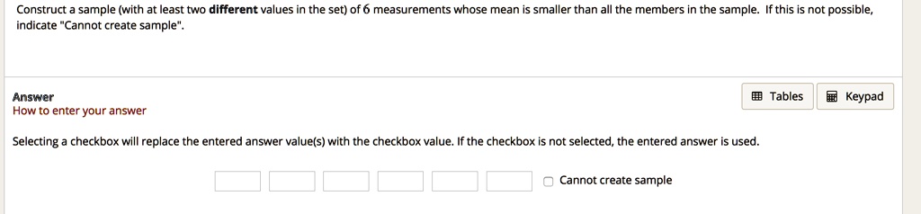 SOLVED: Construct sample (with at least two different values in the set) of measurements whose ...