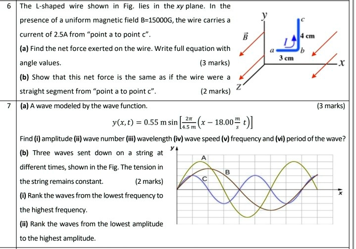 the l shaped wire shown fig lies in the xy plane in the presence of a ...