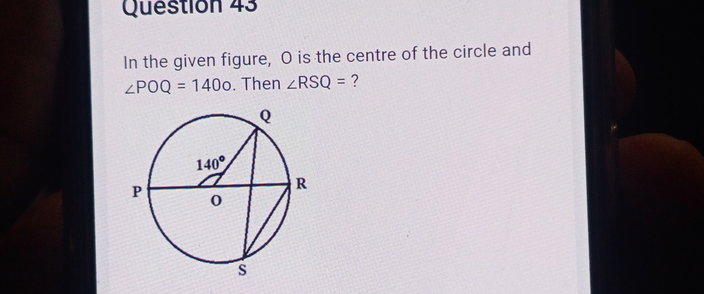 SOLVED: In the given figure, O is the centre of the circle and ∠ P O Q ...