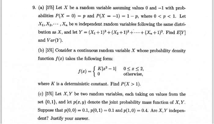 9 a 5 let x be a random variable assuming values 0 and 1 with probabilities px0p and px 11 p ...
