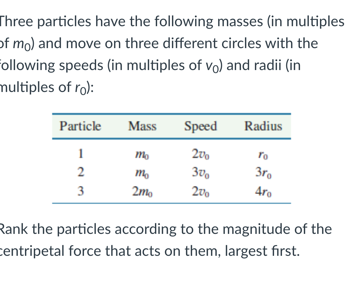 SOLVED: Three particles have the following masses (in multiples of m0 ...