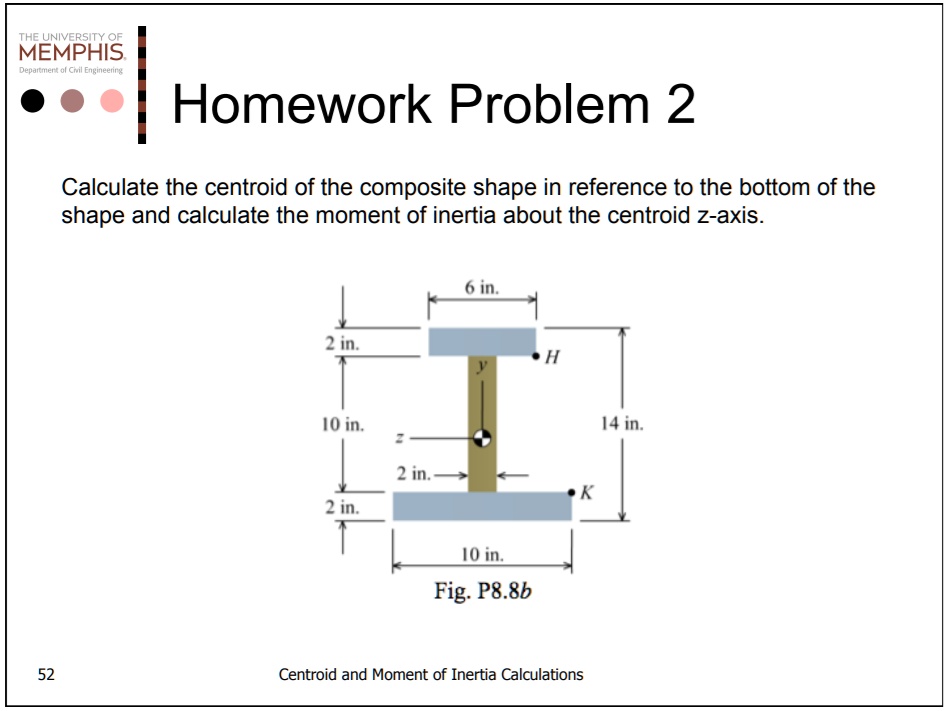 Homework Problem 2 Calculate the centroid of the composite shape in reference to the bottom of ...