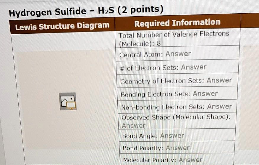 hydrogen sulfide hzs 2 points lewis structure diagram required ...