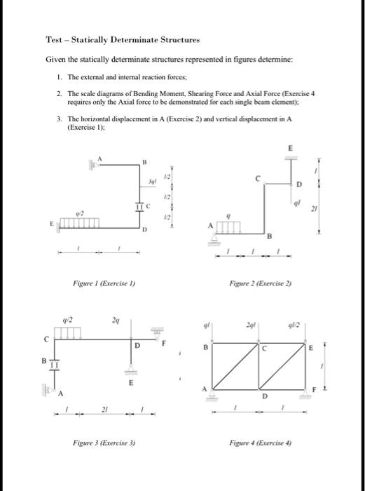 SOLVED: Test - Statically Determinate Structures Given the statically ...
