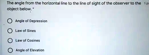 SOLVED: The angle from the horizontal line to the line of sight of the ...