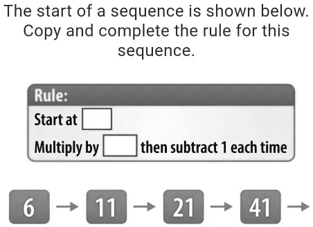 the start of a sequence is shown below copy and complete the rule for this sequence rule start ...