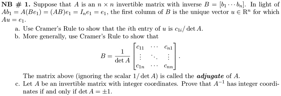 NB # 1. Suppose that A is an n X n invertible matrix … - SolvedLib