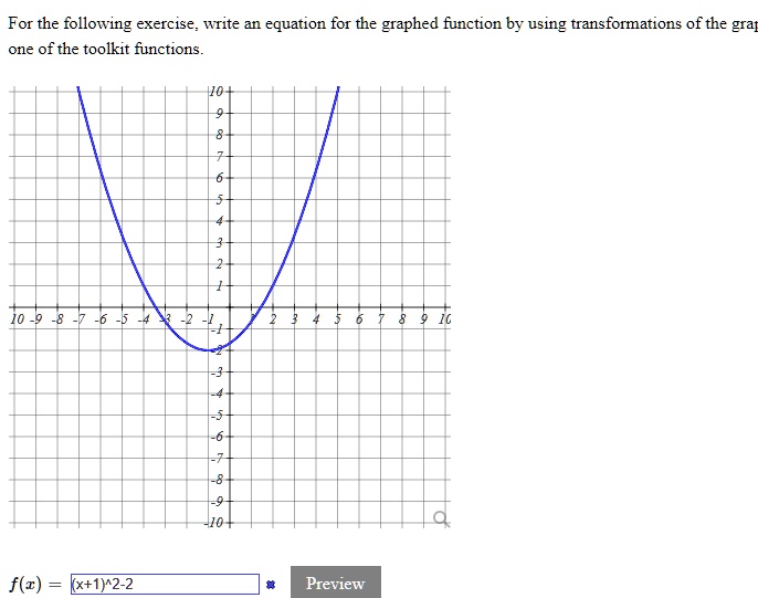 SOLVED: For the following exercise; write an equation for the graphed ...