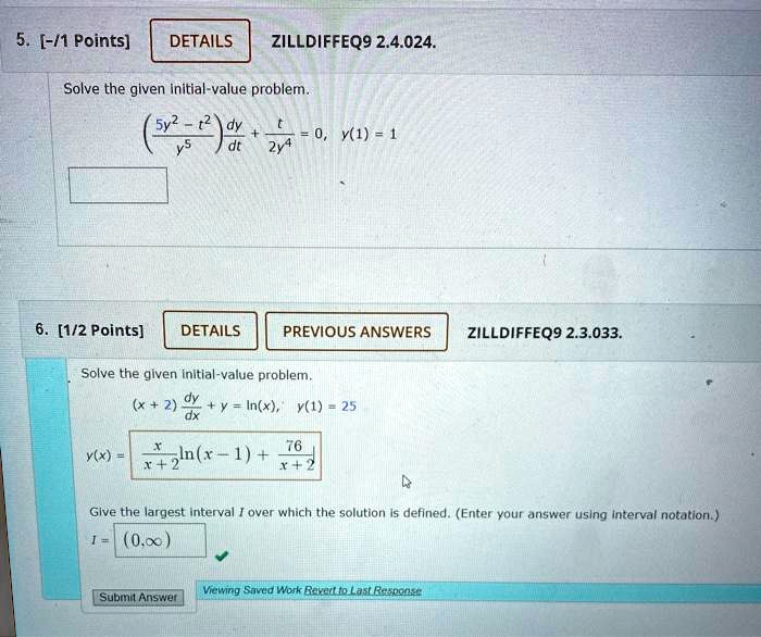 SOLVED: DETAILS ZILL DIFF EQ 9 2.4.024. Solve the given Initial-value ...