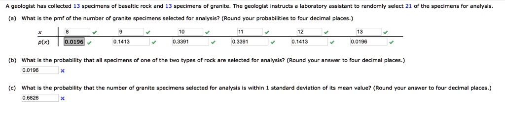 SOLVED: geologist has collected 13 specimens basaltic rock and 13 specimens of granlte_ The ...