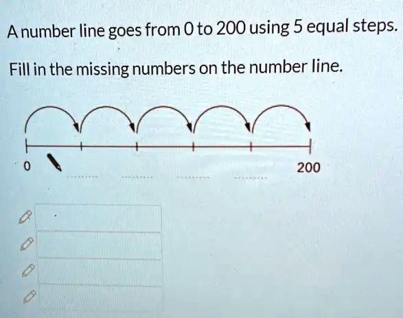 anumber line goes from 0 to 200 using 5 equal steps fillin the missing ...