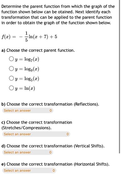 Determine the parent function from which the graph of the function ...
