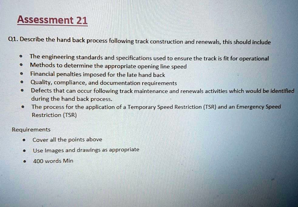 assessment 21 q1 describe the hand back process following track ...