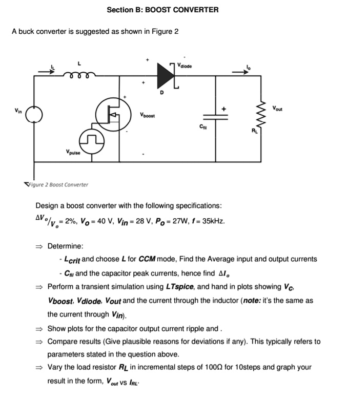 Section B: BOOST CONVERTER A buck converter is suggested as shown in ...