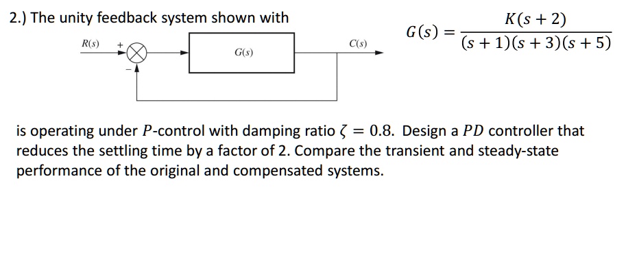 SOLVED: The unity feedback system shown with K(s+2) : (s+1)(s+3)(s+5) R ...
