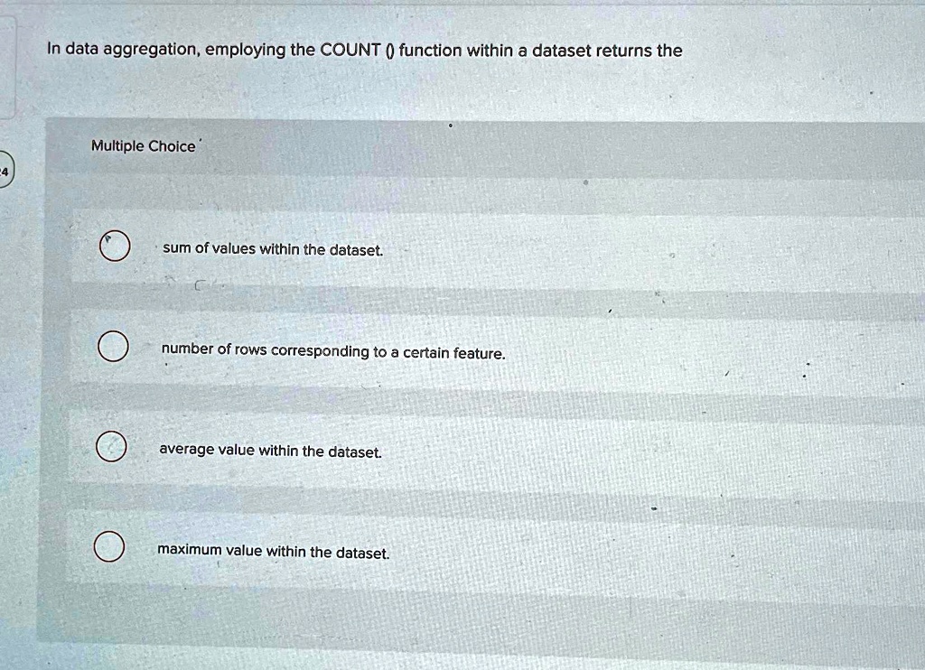 Solved In Data Aggregation Employing The Count Function Within A Dataset Returns The