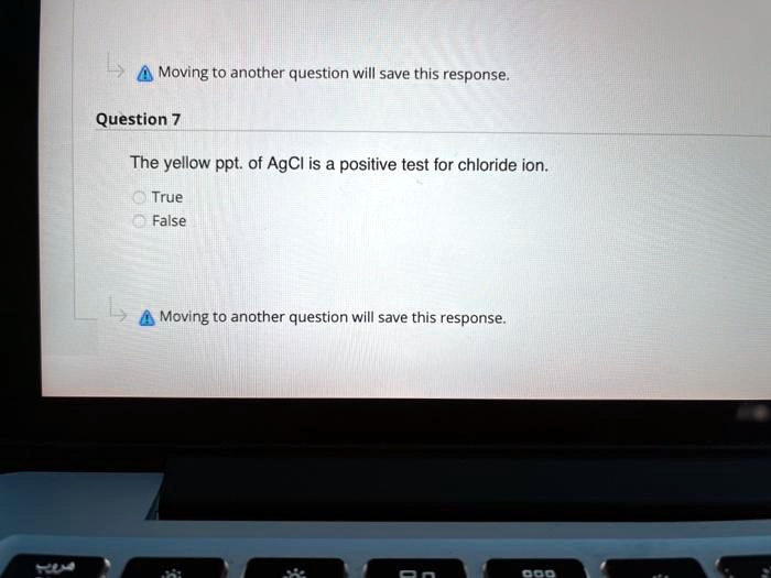 SOLVED: Moving to another question will save this response; Question 7 The yellow ppt: of AgCl ...