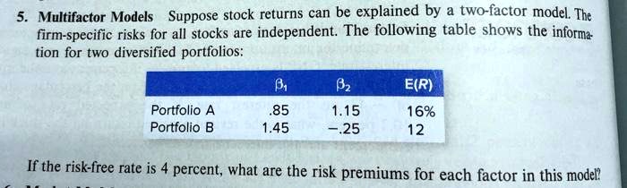 5. Multifactor Models Suppose stock returns can be explained by a two ...