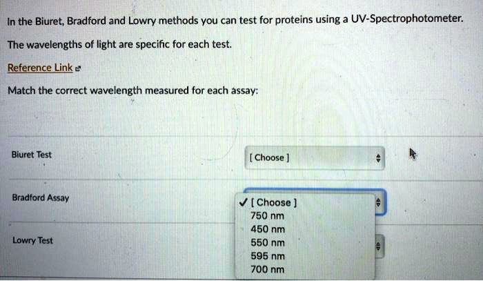 In the Biuret, Bradford and Lowry methods you can test for proteins ...