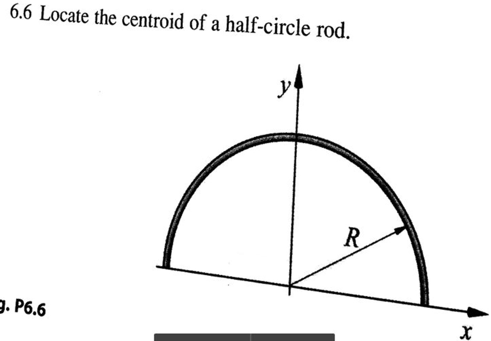 SOLVED: 6.6 Locate the centroid of a half-circle rod