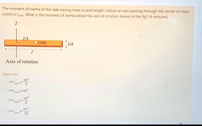 SOLVED:The moment of inertia of the slab having mass m and length ...