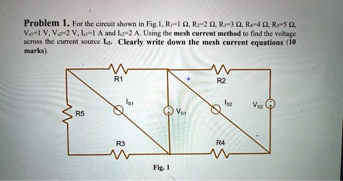 SOLVED: Problem 1: For the circuit shown in Fig. 1, R1 = 1Î©, R2 = 2Î©, R3 = 3Î©, R4 = 4Î©, R5 ...