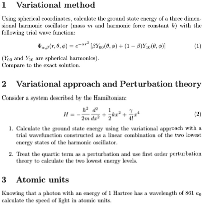 Solved Variational Method Using Spherical Coordinates Calculate The