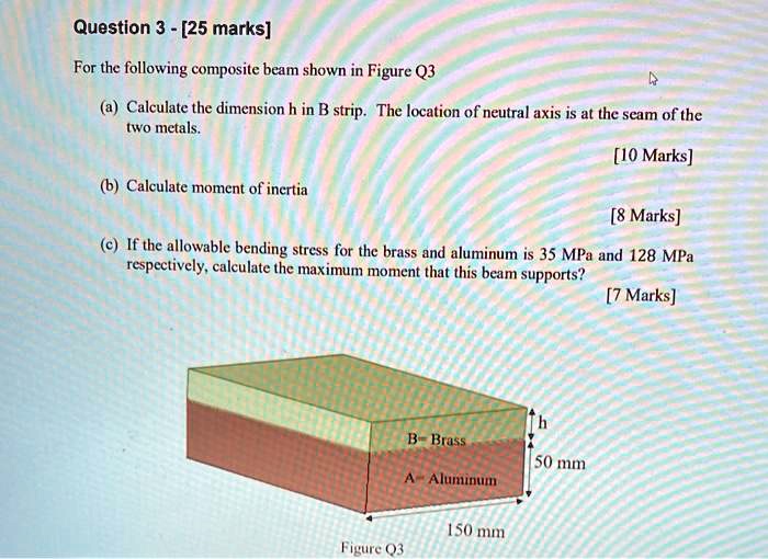 SOLVED: Question 3-[25 marks] For the following composite beam shown in Figure Q3 a Calculate ...