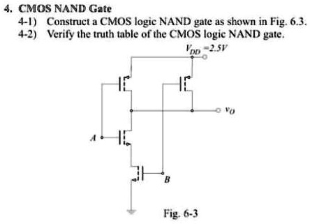 SOLVED: do it using multisim CMOS NAND Gate 4-1 Construct a CMOS logic NAND gate as shown in Fig ...