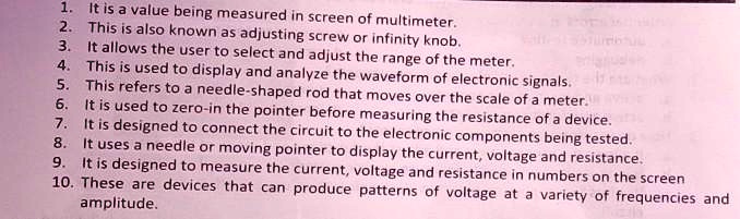 SOLVED: 'identify what is being describe in each sentence. Choose ...
