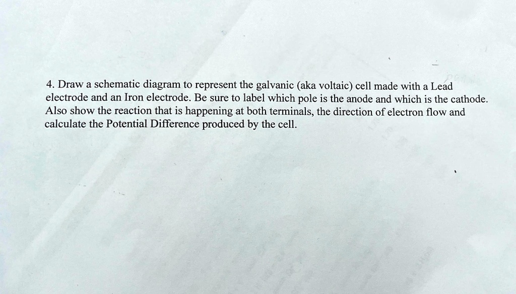 SOLVED: Draw a schematic diagram to represent the galvanic (aka voltaic ...