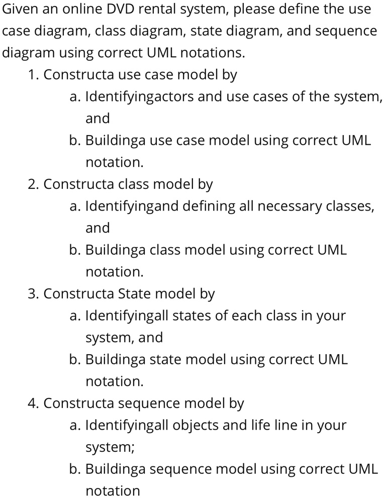 Given an online DVD rental system, please define the use case diagram ...