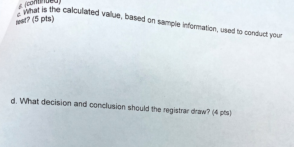 continueu what is the calculated 5 pts value test based on sample ...
