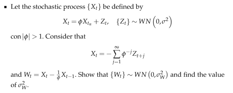 SOLVED: Let the stochastic process Xt be defined by Xt = Xtn + Zt, where Zt WN (0,0.2). Consider ...