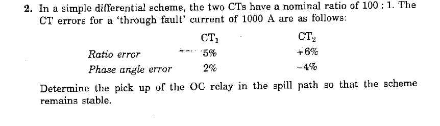 SOLVED: Course: POWER SYSTEM PROTECTION In a simple differential scheme ...