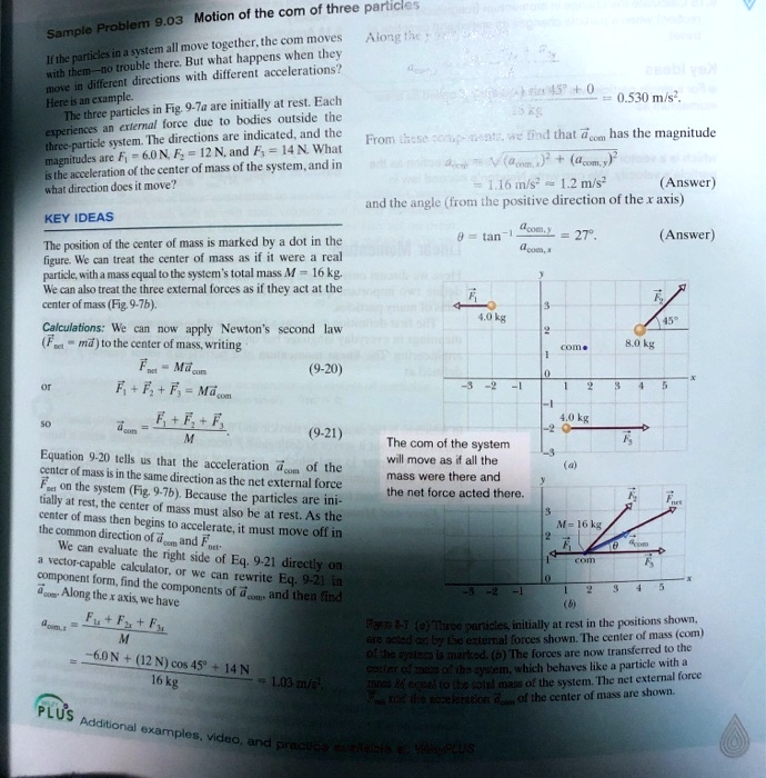 SOLVED: Motion of the center of mass of three particles Problem 9.03 Some of the particles move ...