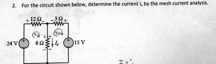 For the circuit shown below, determine the current Ix by the mesh current analysis.