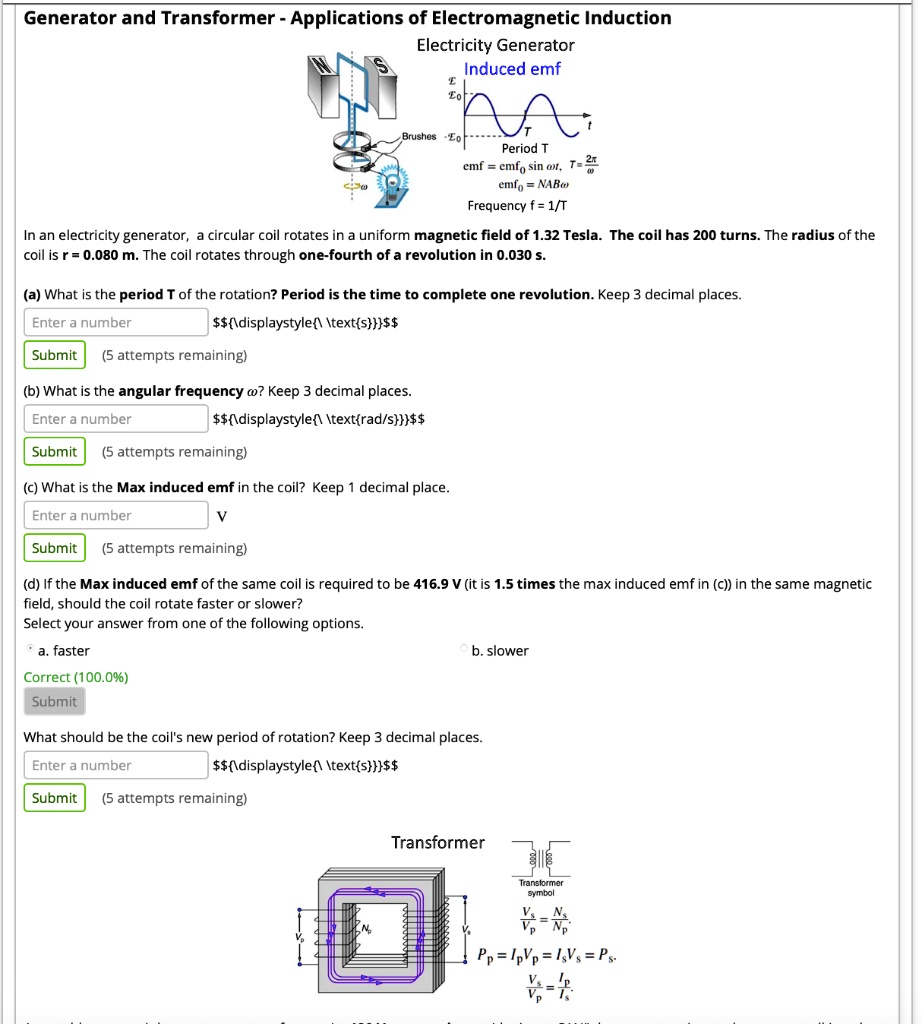 SOLVED:Generator and Transformer Applications of Electromagnetic Induction Electricity Generator ...