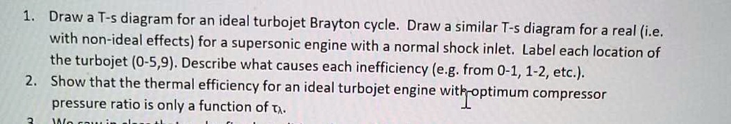 can you do number 2 please 1 draw a t s diagram for an ideal turbojet ...