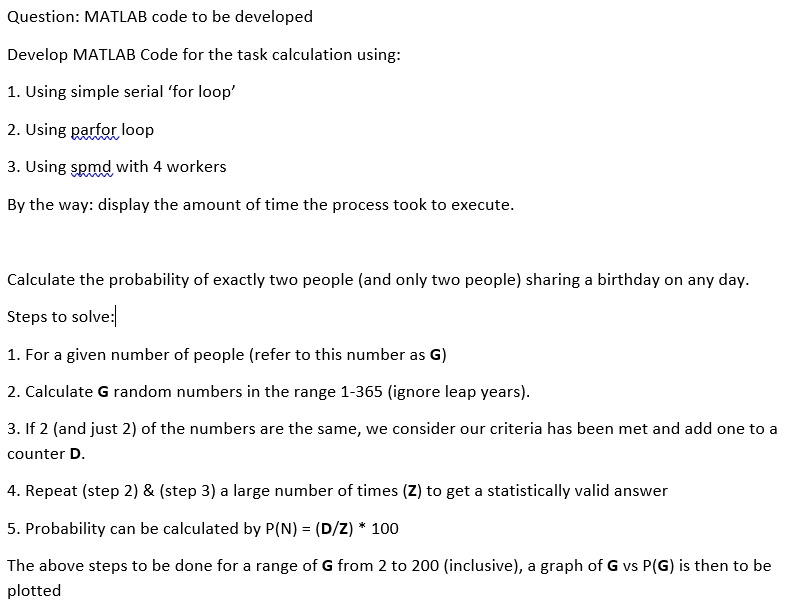 Solved Develop Matlab Code Question Matlab Code To Be Developed Develop Matlab Code For The 2907