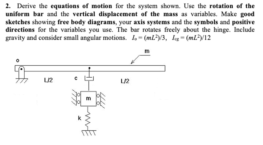 2. Derive the equations of motion for the system shown. Use the ...