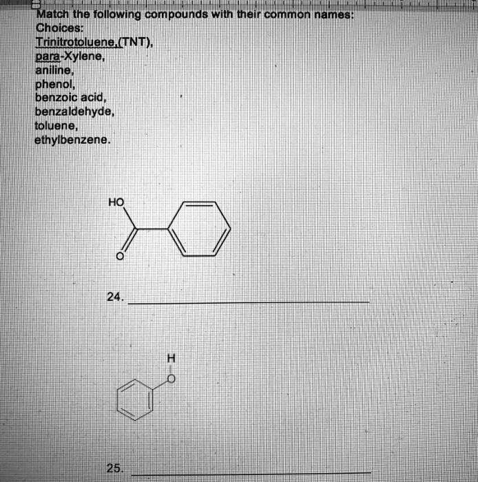 SOLVED: Match the following compounds wilh their common names: Choices ...