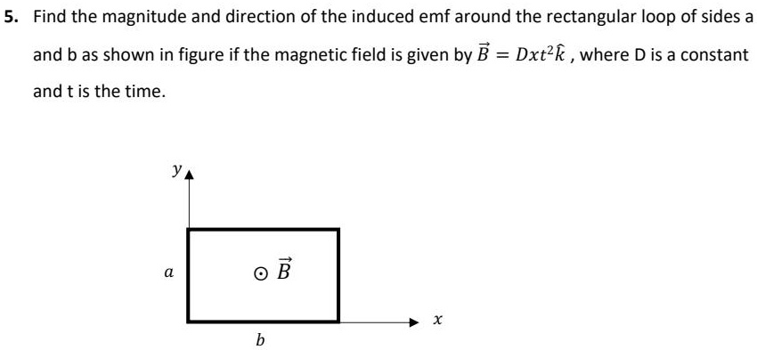 SOLVED: Find the magnitude and direction of the induced emf around the rectangular loop of sides ...